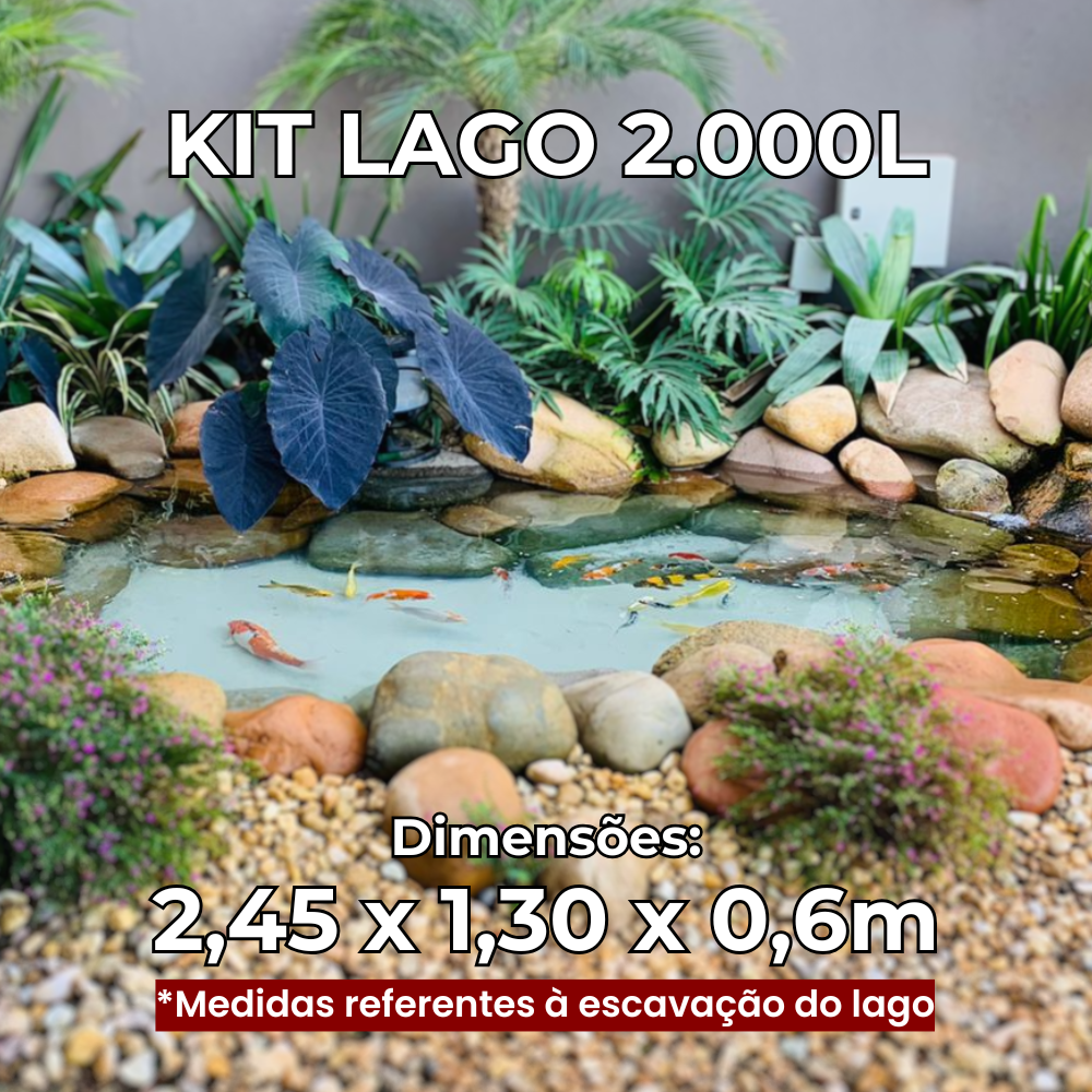Kit Lago 2.000L Lago Carpa | Tamanho: 2,45 x 1,30 x 0,6m